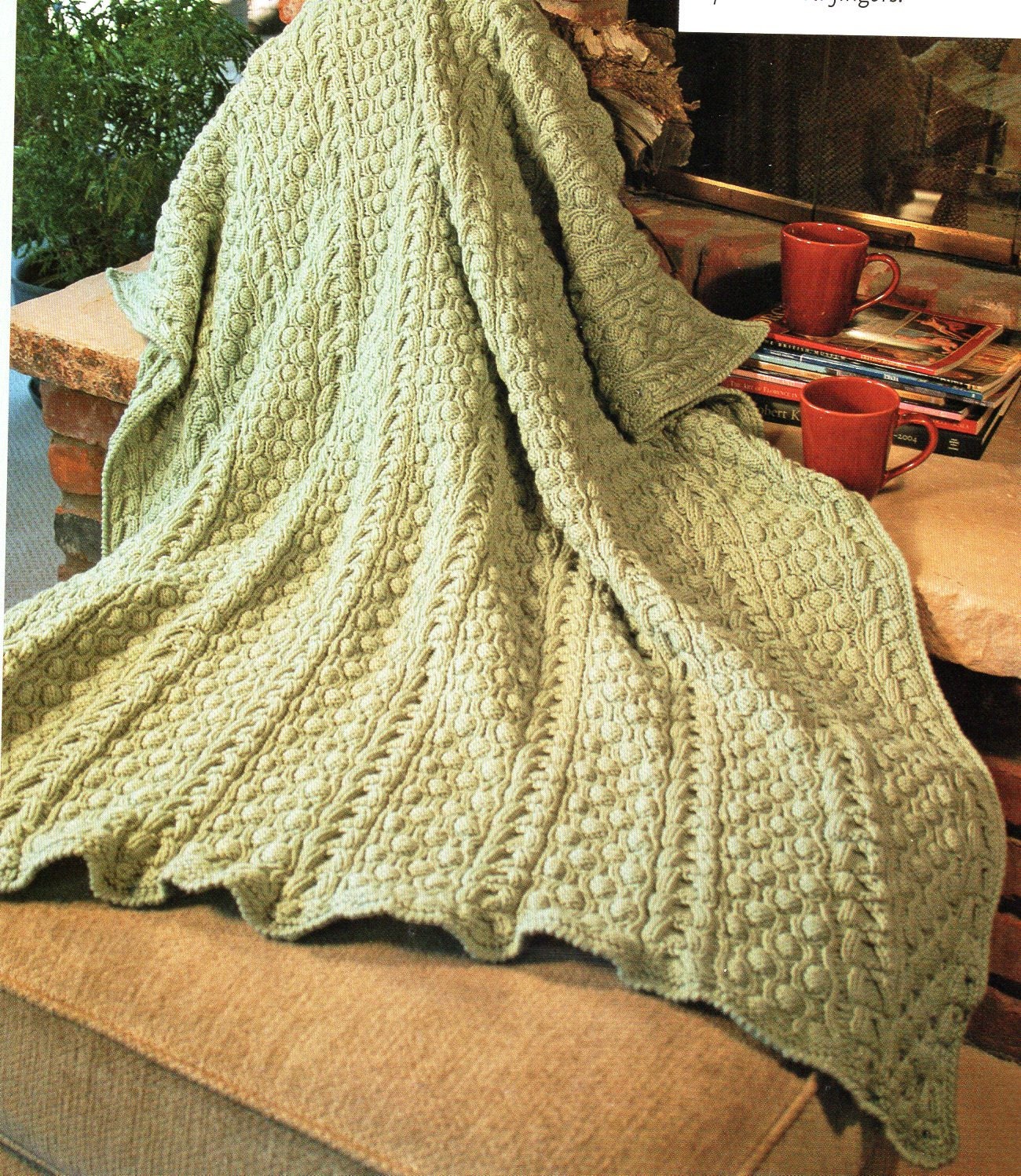 Bobble Cable Afghan Knitting Pattern Cable Bobbles Afghan Knitting ...