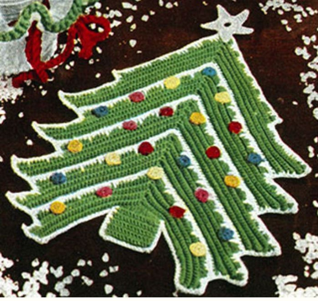 Christmas Tree Potholder Crochet Pattern Christmas Tree Trivet Hot Pad ...