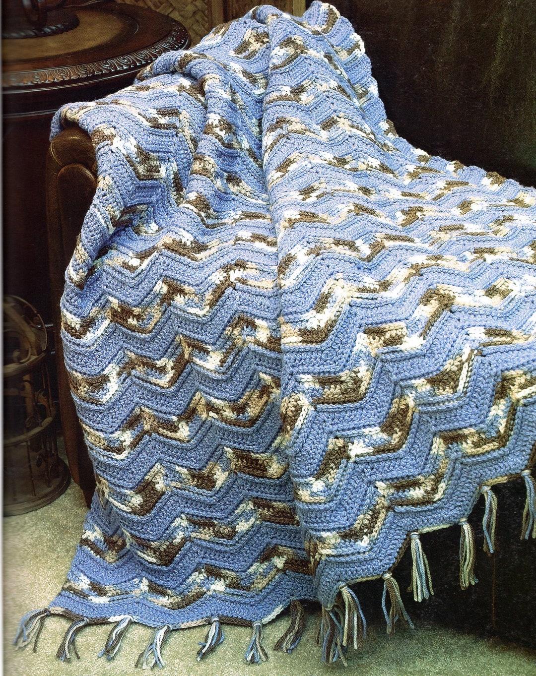 Ripple Wavy Afghan Crochet Pattern Wave Fringe Afghan Crochet Pattern ...