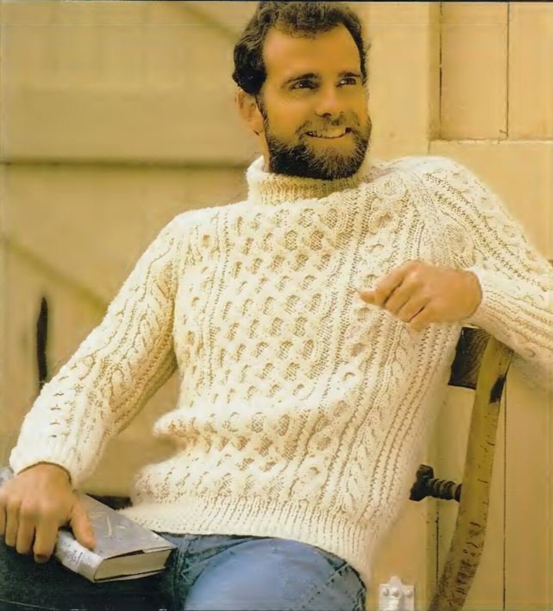 Aran Cable Sweater Knitting Pattern High Neck Aran Sweater Knitting ...