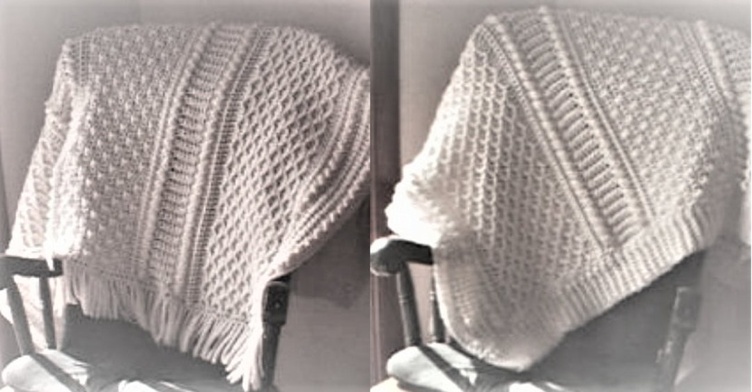 Aran Texture Afghan Crochet Pattern Two Border Edging Options Afghan ...