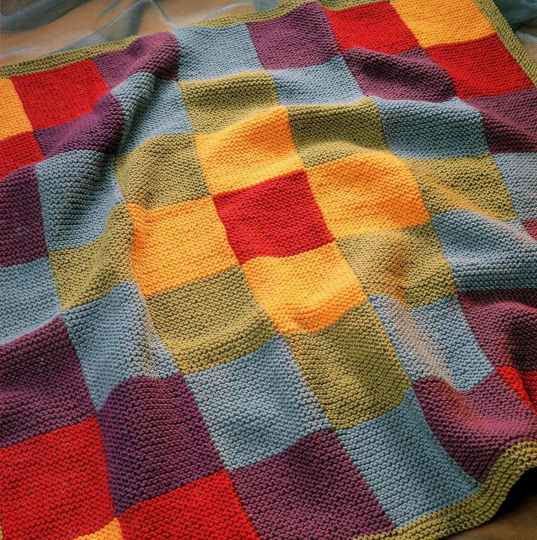 Blocks Afghan Knitting Pattern Crosses Squares Afghan Knitting Pattern ...