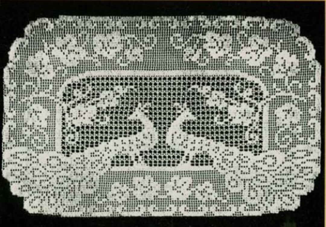 Filet Crochet Peacock Table Runner Crochet Pattern Peacock Bird Leaf ...