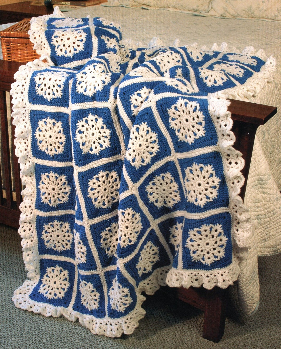 Snowflakes Afghan Crochet Pattern Snow Eyelet Ruffle Border Afghan ...