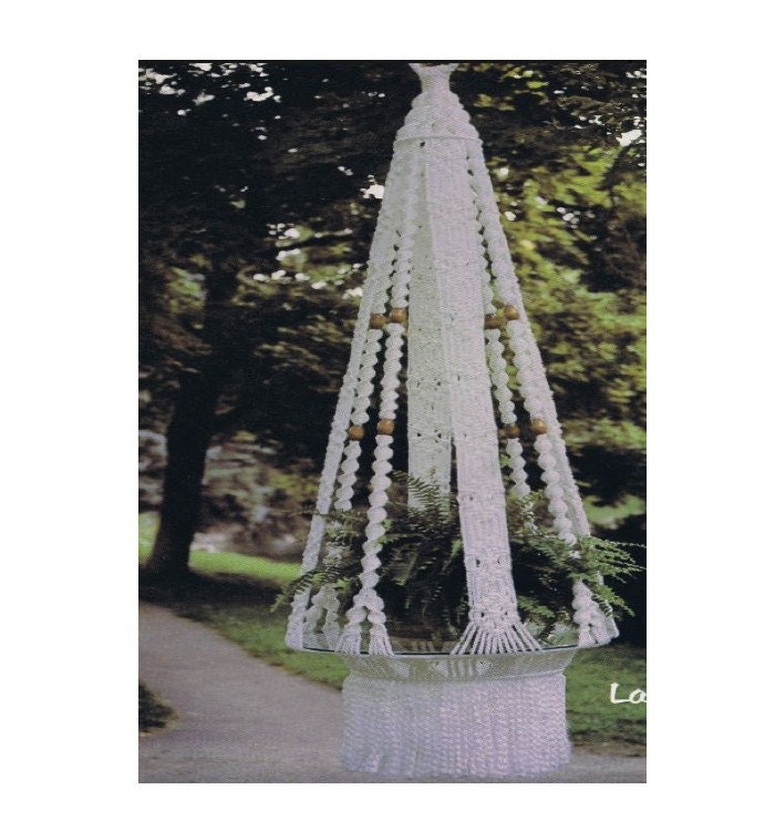 Vintage Macrame Hanging Table Pattern Table With Glass Beads Macrame ...