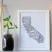CALIFORNIA Typography Word & Icon Map Print - Wall Decor, Gift, Art - Etsy