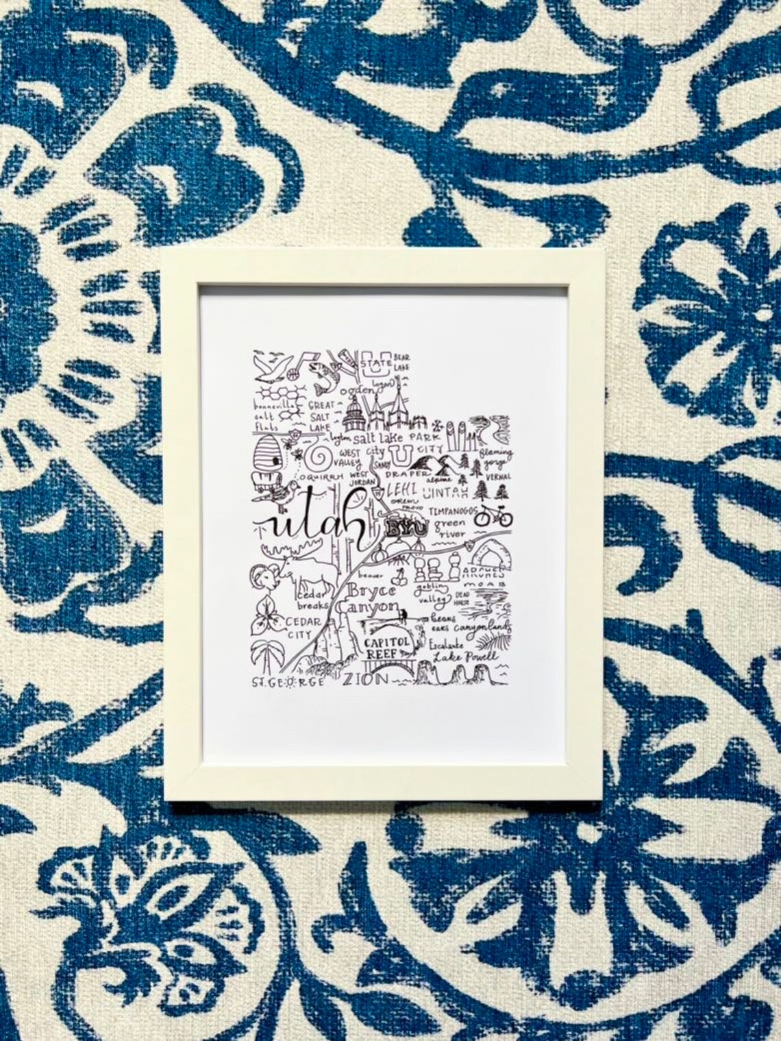 UTAH Typography Word & Icon Map Print - Wall Decor, Gift, Art - Etsy