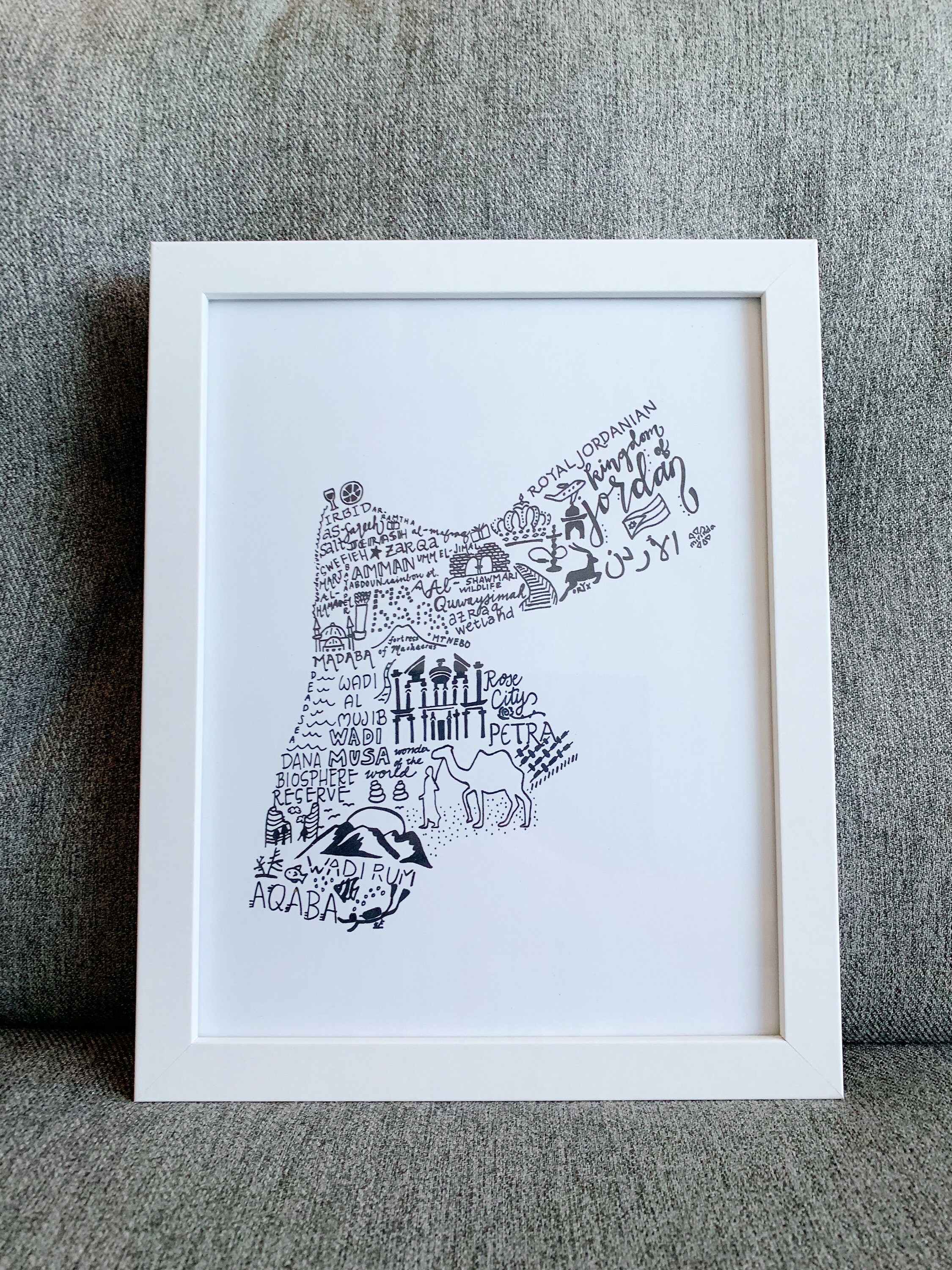JORDAN (الأردن) Typography Word & Icon Map Print - Wall Decor, Gift ...