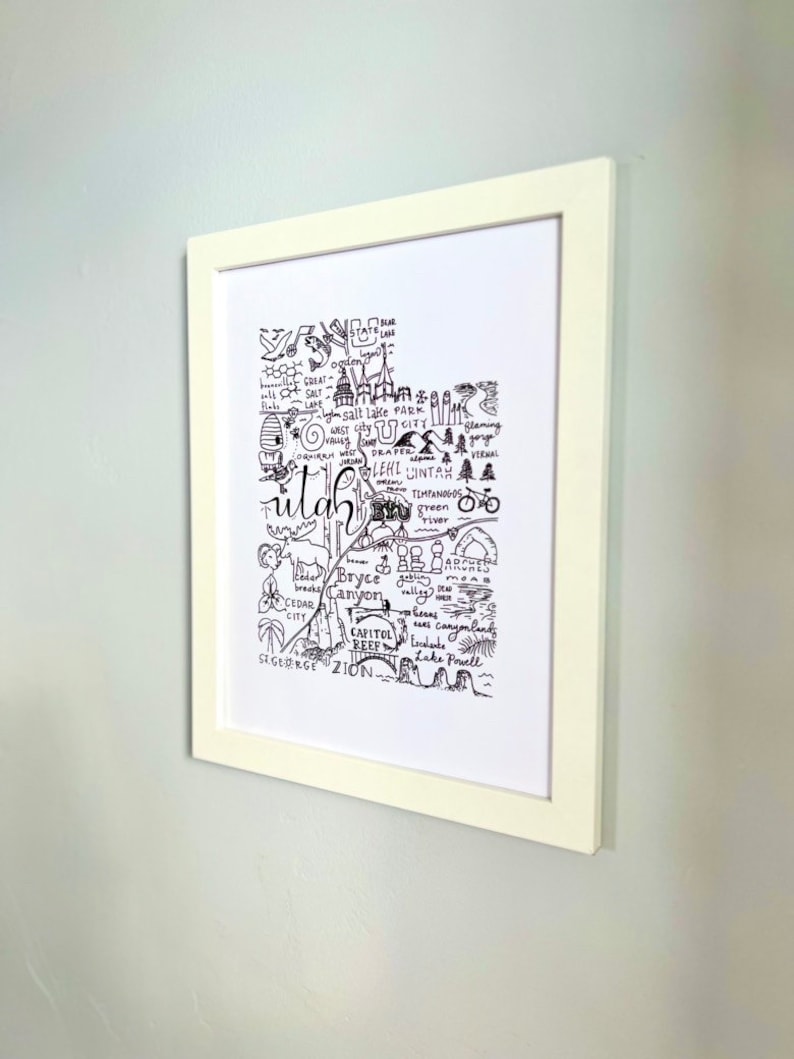UTAH Typography Word & Icon Map Print - Wall Decor, Gift, Art - Etsy