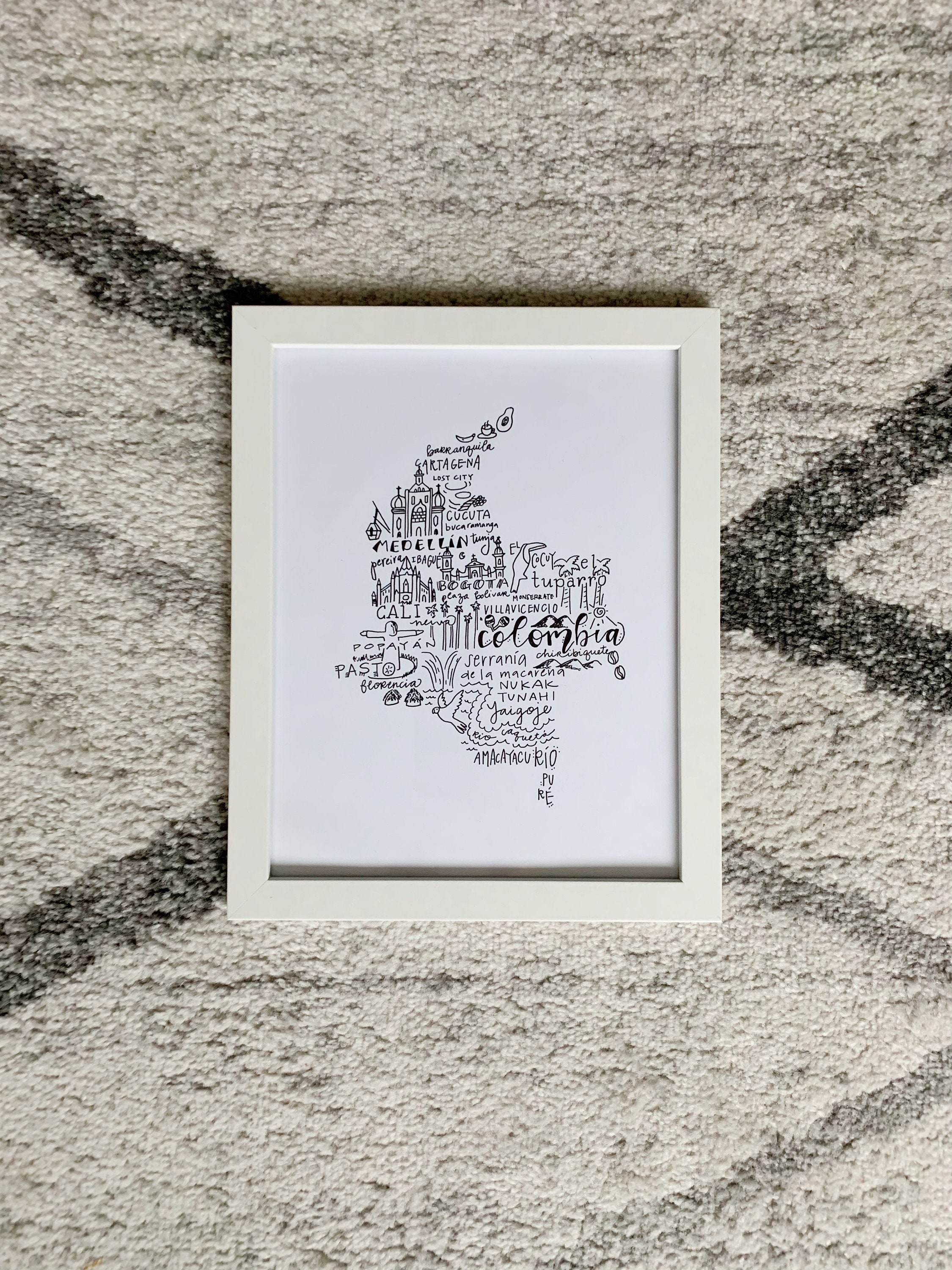 COLOMBIA Typography Word & Icon Map Print Wall Decor Gift | Etsy