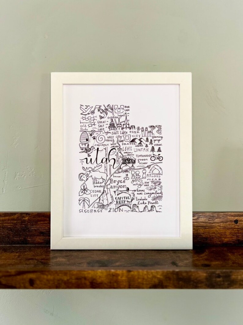 UTAH Typography Word & Icon Map Print - Wall Decor, Gift, Art - Etsy