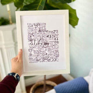 UTAH Typography Word & Icon Map Print - Wall Decor, Gift, Art - Etsy