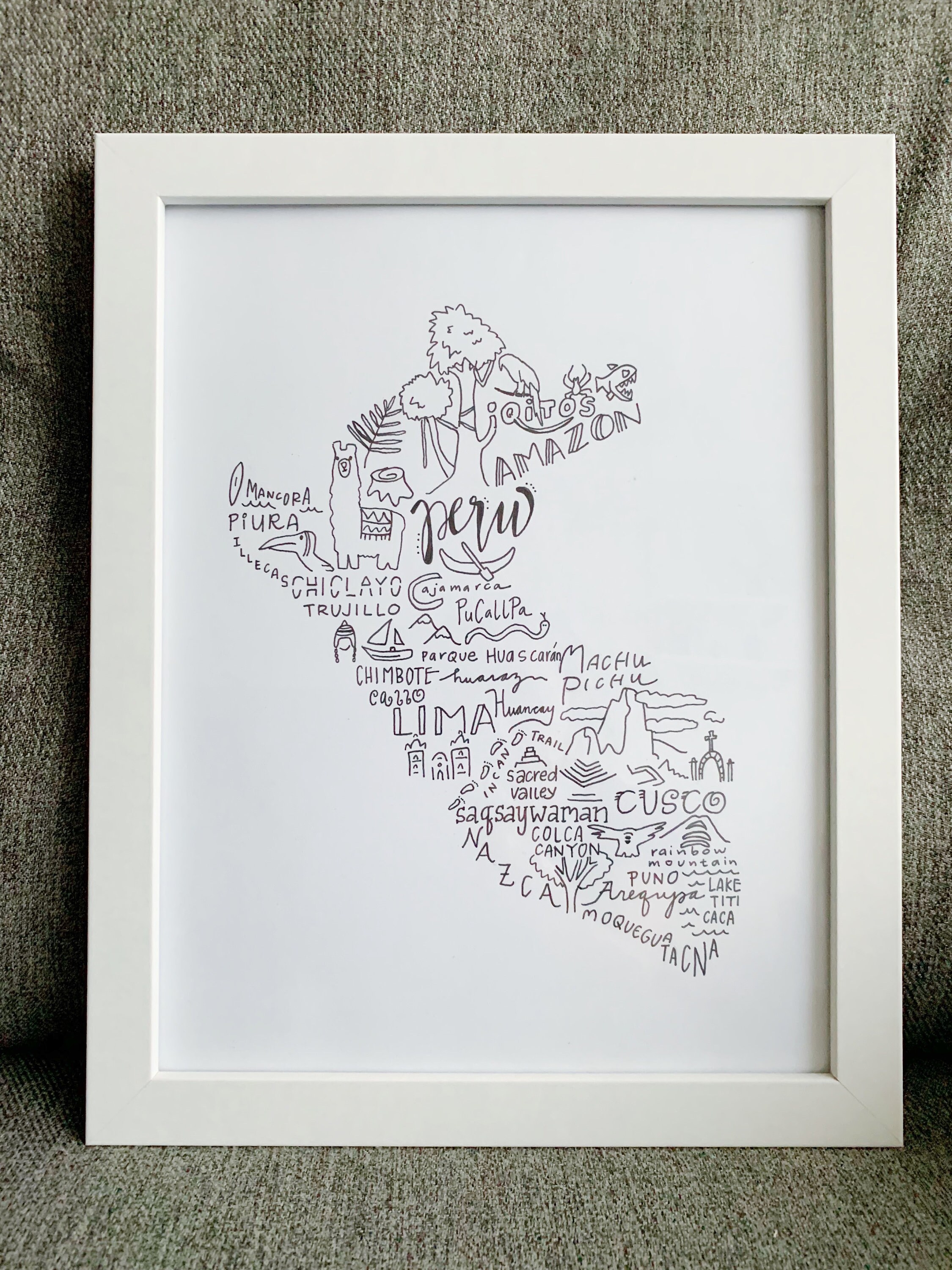 PERU Typography Word & Icon Map Print Wall Decor Gift Art | Etsy