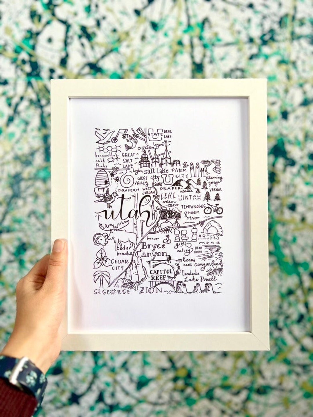 UTAH Typography Word & Icon Map Print - Wall Decor, Gift, Art - Etsy