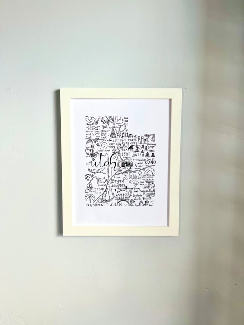 UTAH Typography Word & Icon Map Print - Wall Decor, Gift, Art - Etsy