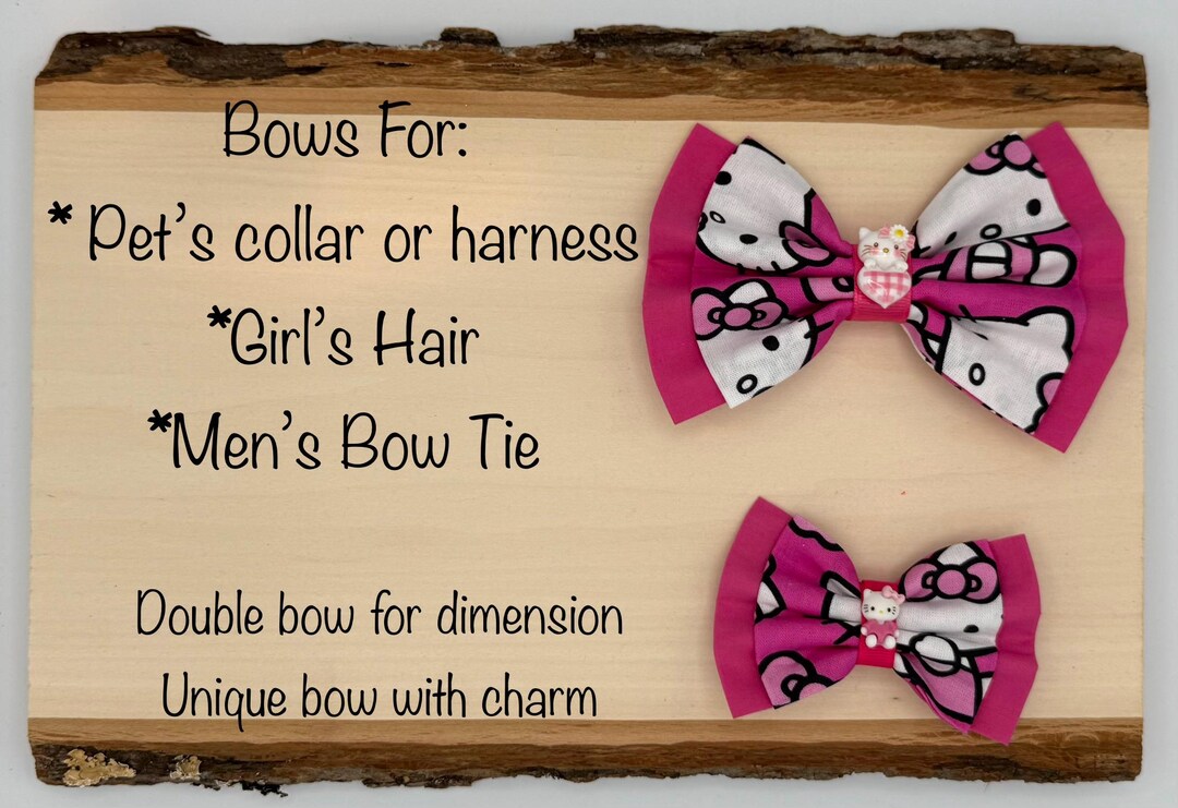 Hello Kitty BOW Made Using Licensed Fabric for Dog/pet's Collar/harness ...