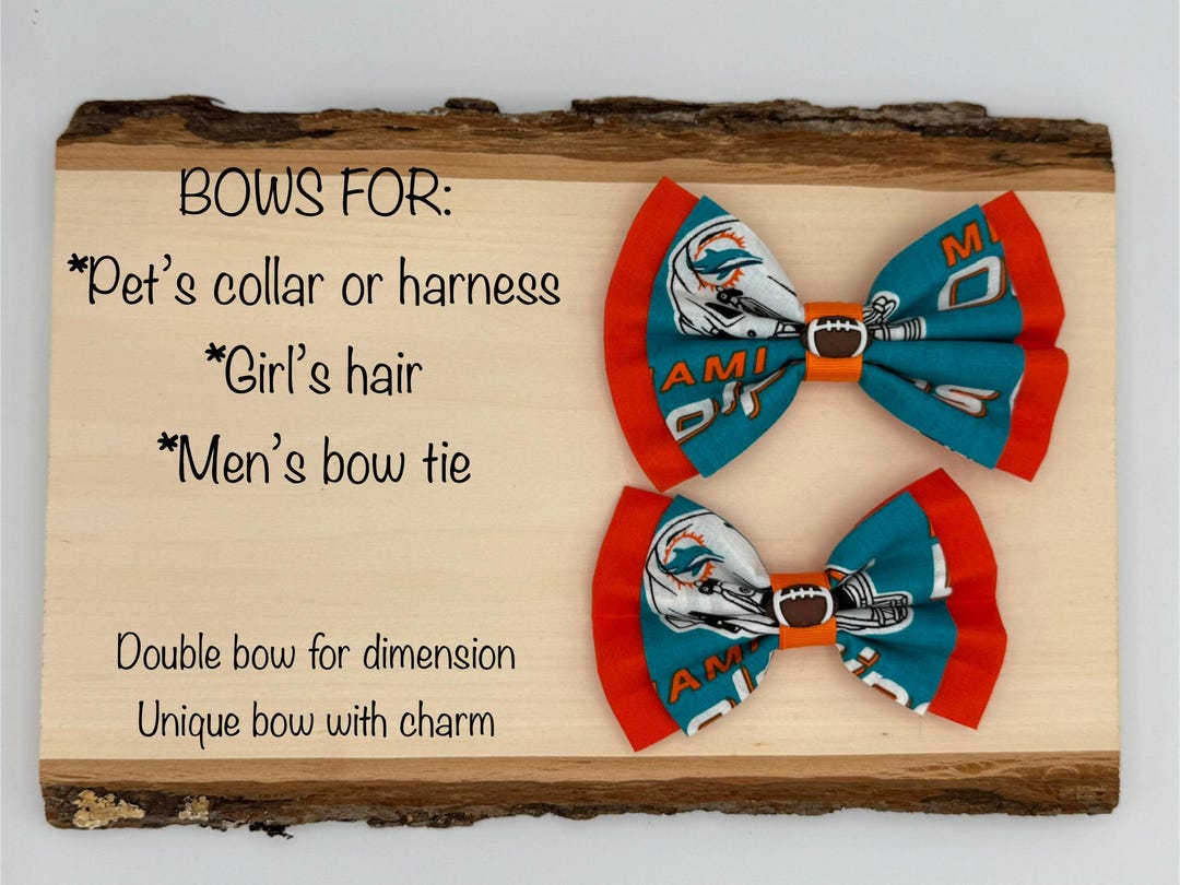Miami Dolphin BOW Made Using Licensed Fabric for Pet's Collar/harness ...