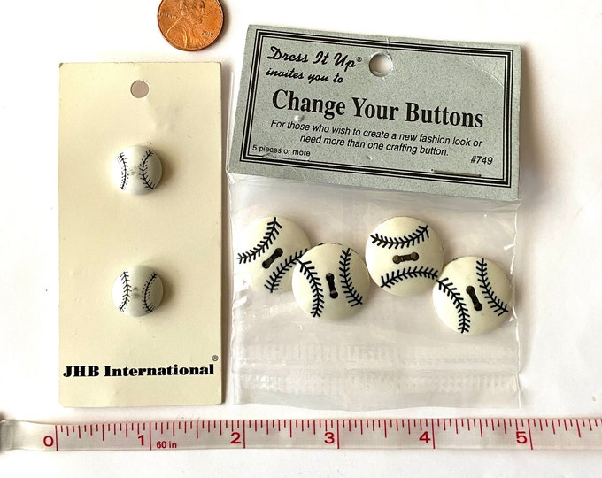 BASEBALL BUTTONS Set of 2 Sizes, for Sewing, Scrapbooking, Button ...