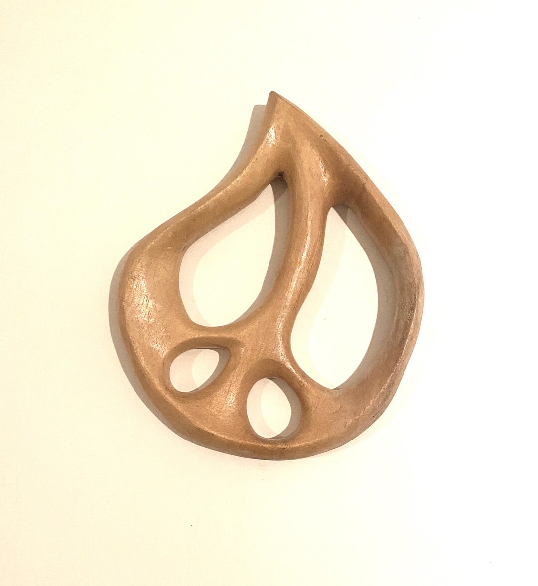 Carved PEACE SIGN, Hand Carved Wood, Vintage Whimsical Curvy Symbol for ...