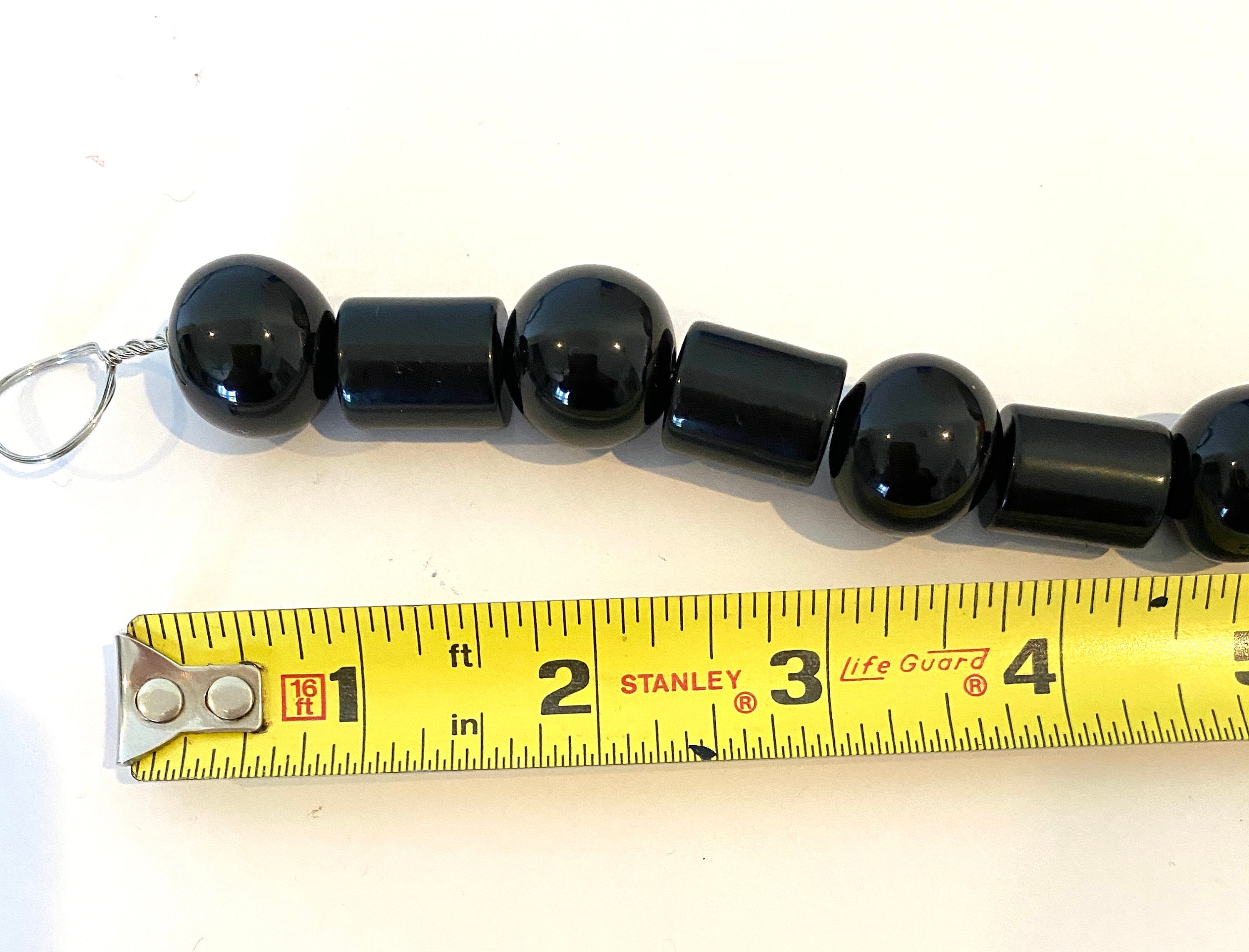 17 Heavy BLACK PLASTIC Barrel and Round Sphere Beads on a Wire - Etsy