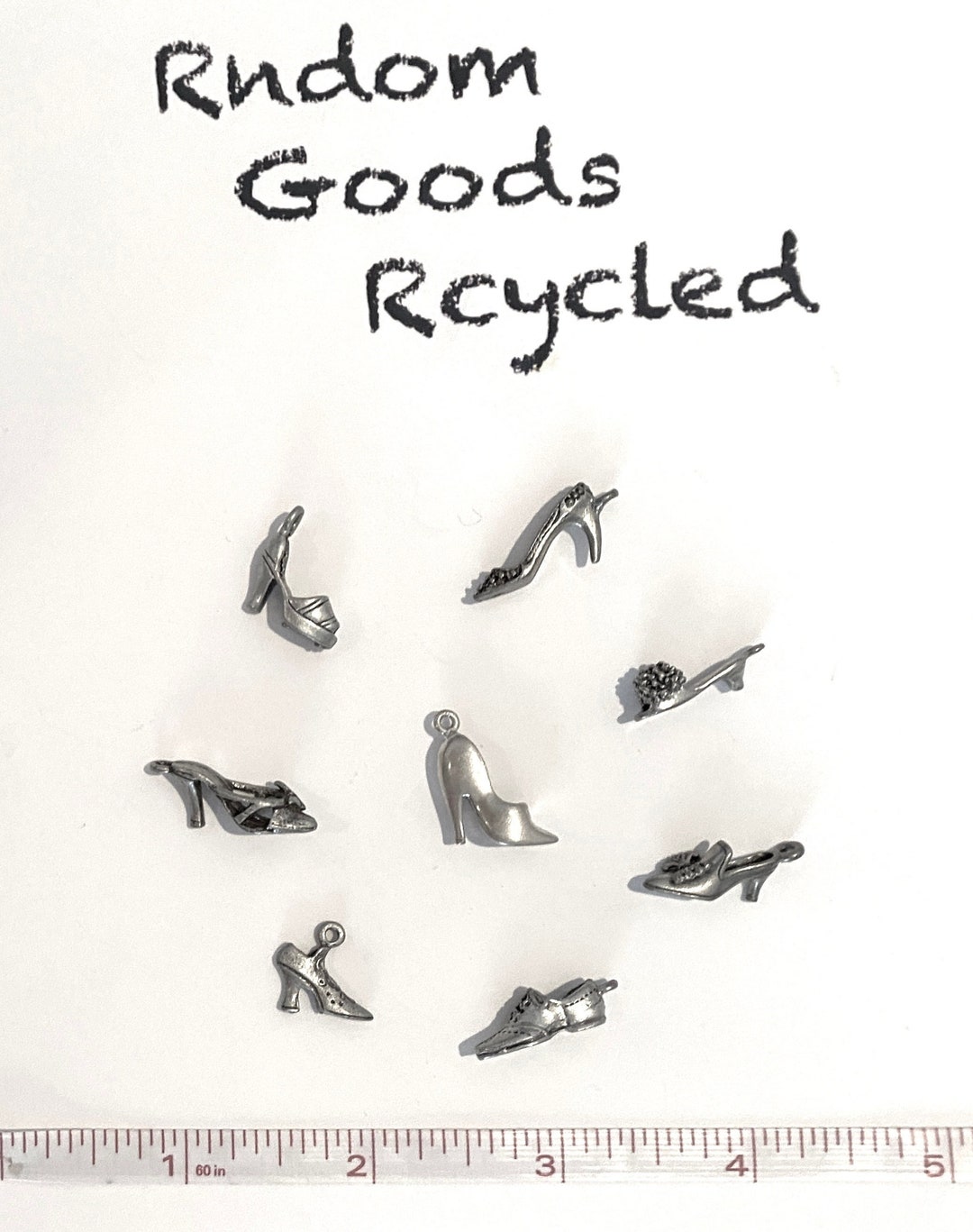 8 SHOE CHARMS, Silvertone, Small Size 1/2 1 for Crafting, Jewelry ...