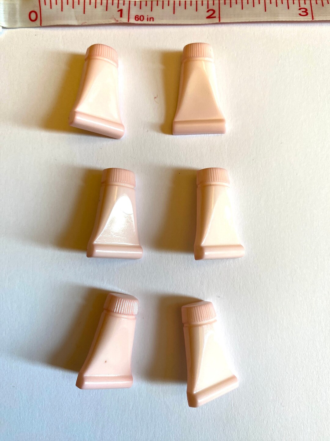 6 Pink PAINT TUBE Shaft Buttons, for Sewing, Crafting, Scrapbooking ...