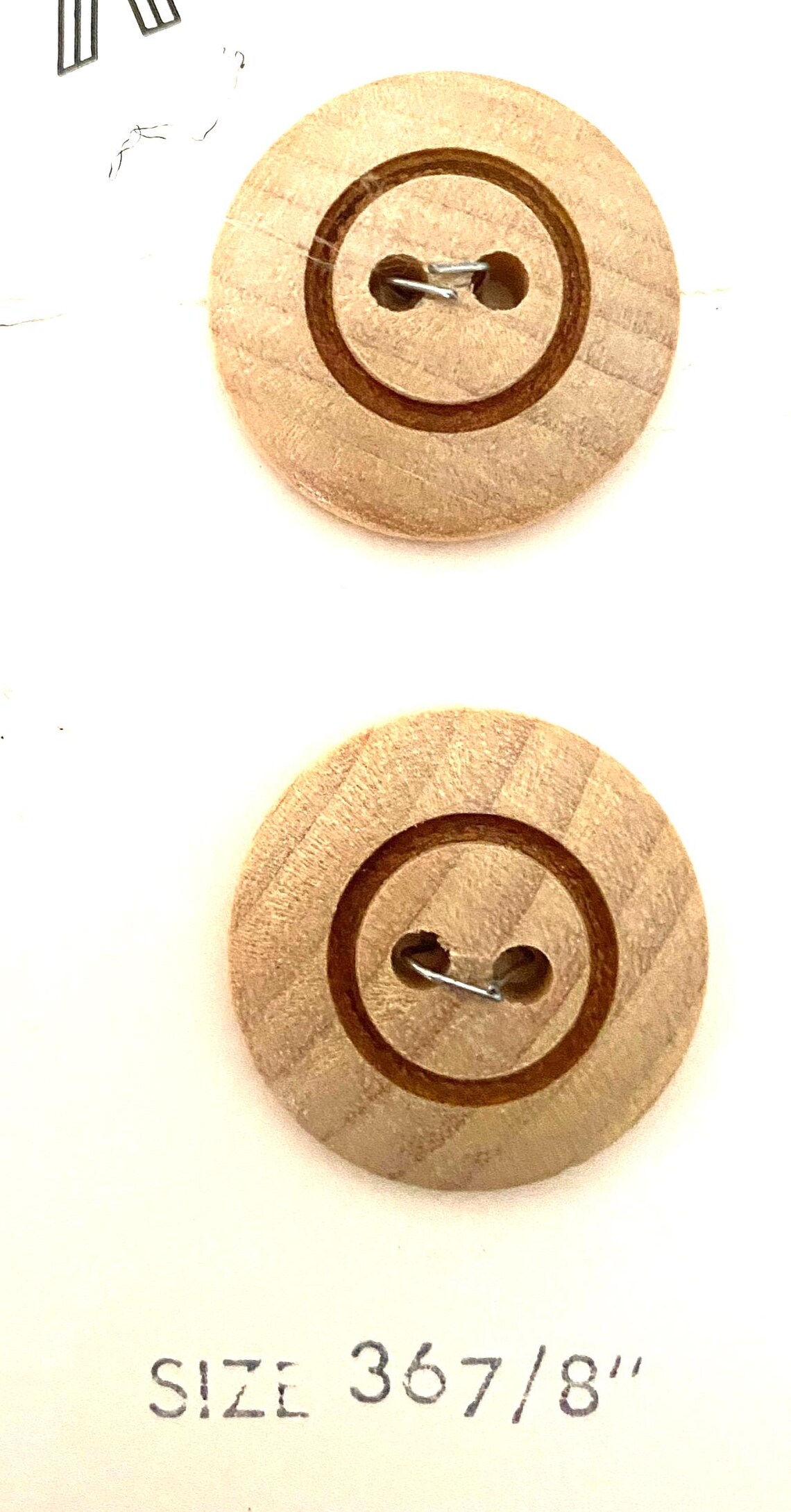 4 Natural WOOD Carved BUTTONS, 7/8" on Original Cards, for Sewing ...