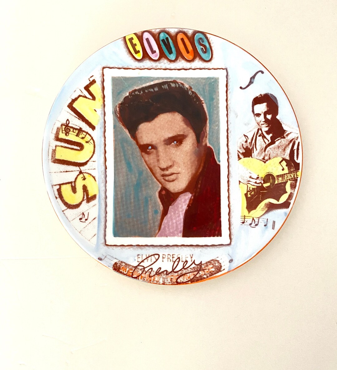ELVIS PLATE by MAC Products, Artist Hand Painted Bone China, 8-1/2 ...