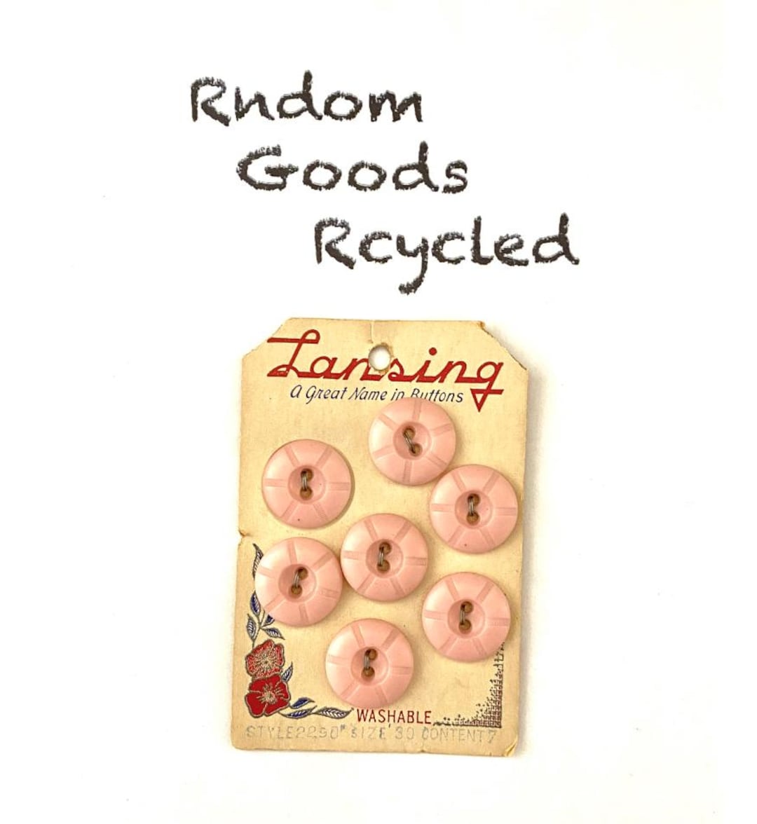 7 Vintage PINK CARVED BUTTONS, Lansing Buttons on Original Card, for ...