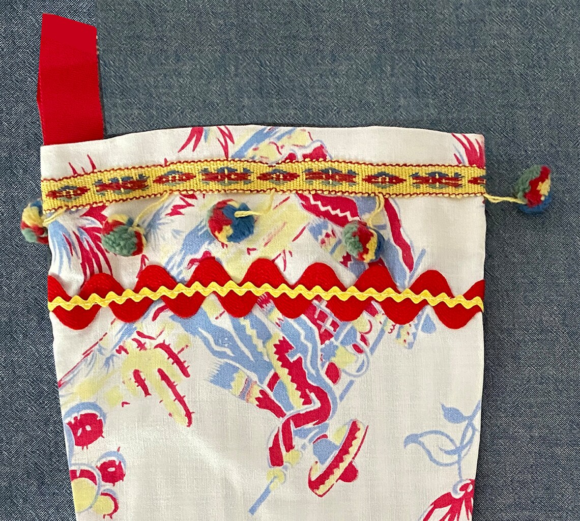 Vintage Tablecloth and Ticking Stocking-holiday Decor - Etsy