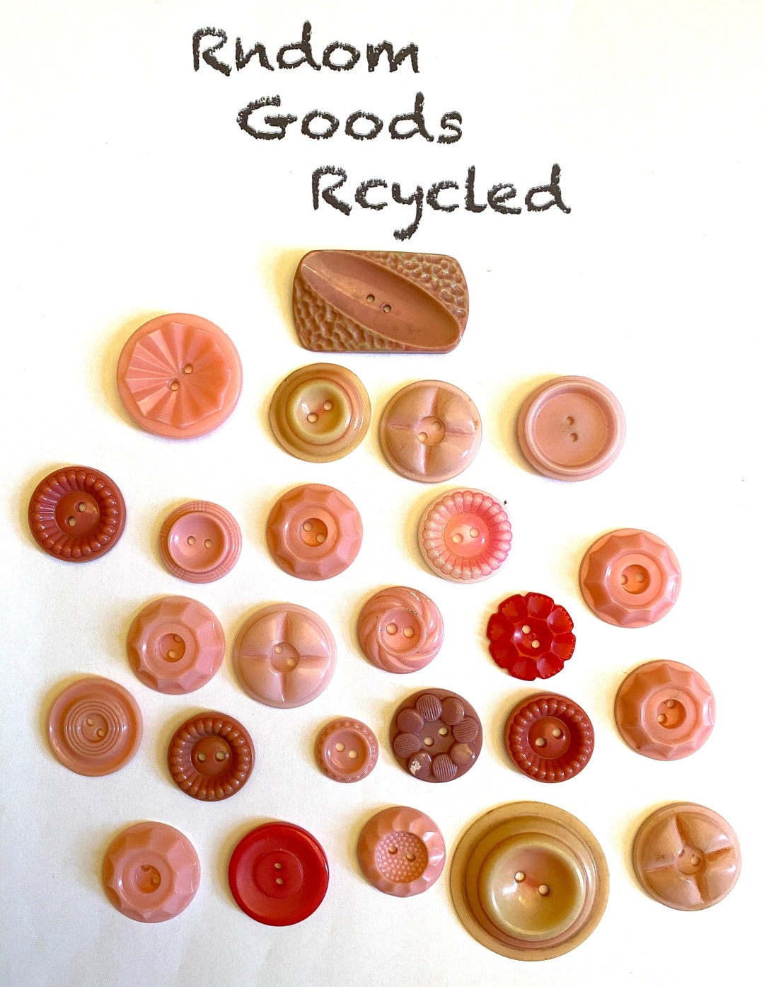 PINK PLASTIC BUTTONS Quirky Collection of 25 Different Vintage Buttons ...