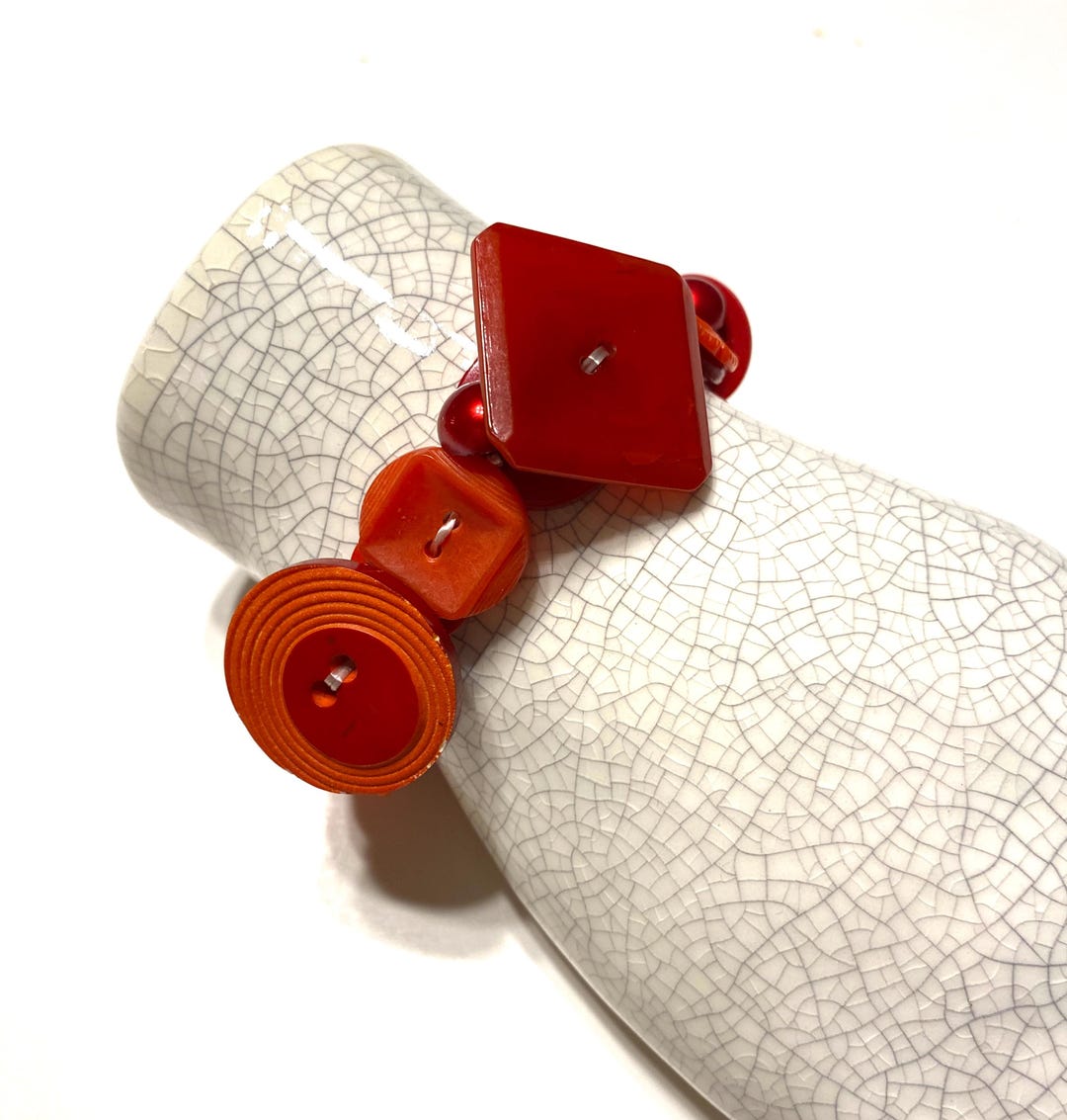 Vintage Red Button Bracelet: Stretchy Elastic Cord, Upcycled Fashion - Etsy