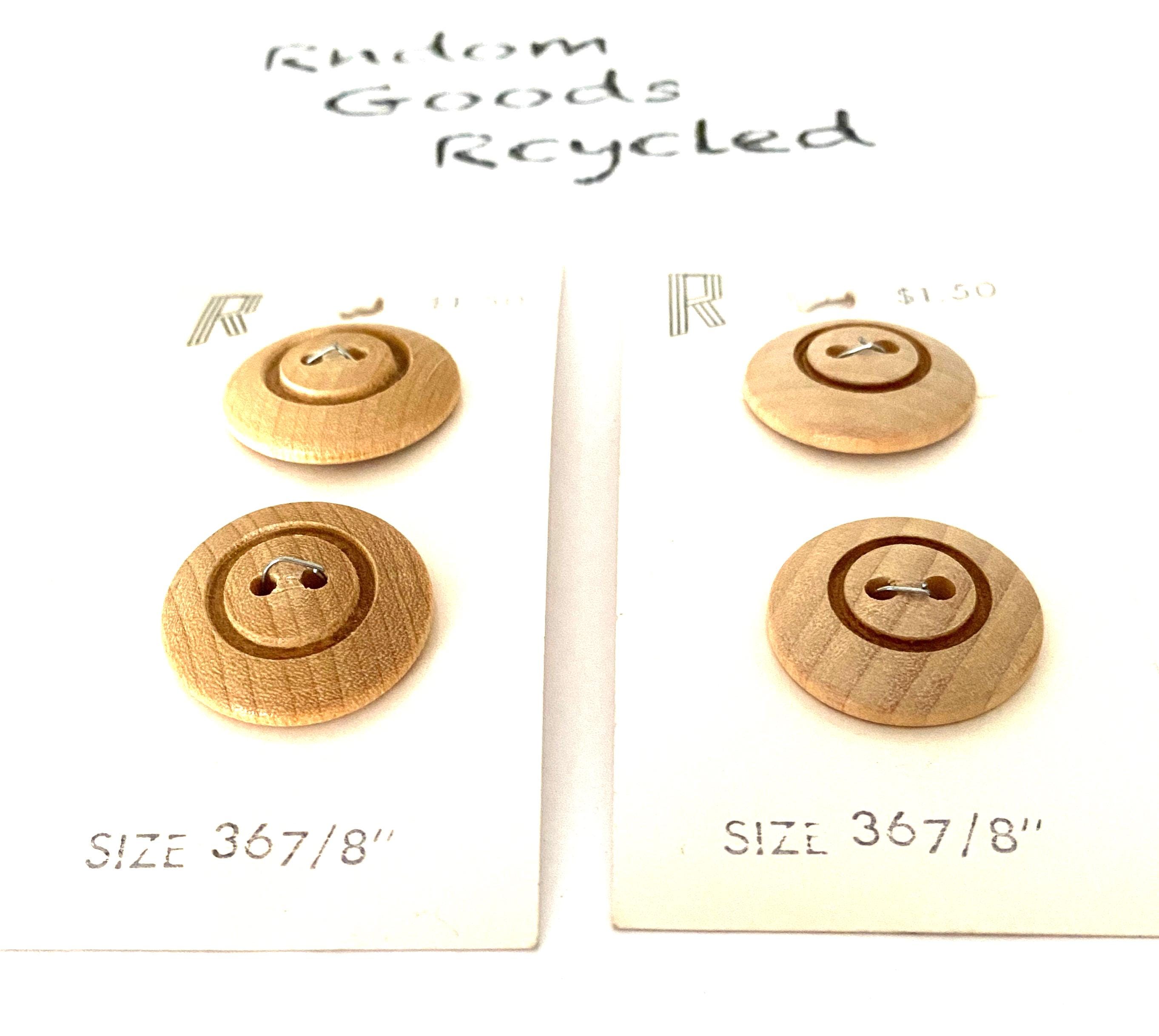 4 Natural WOOD Carved BUTTONS, 7/8" on Original Cards, for Sewing ...