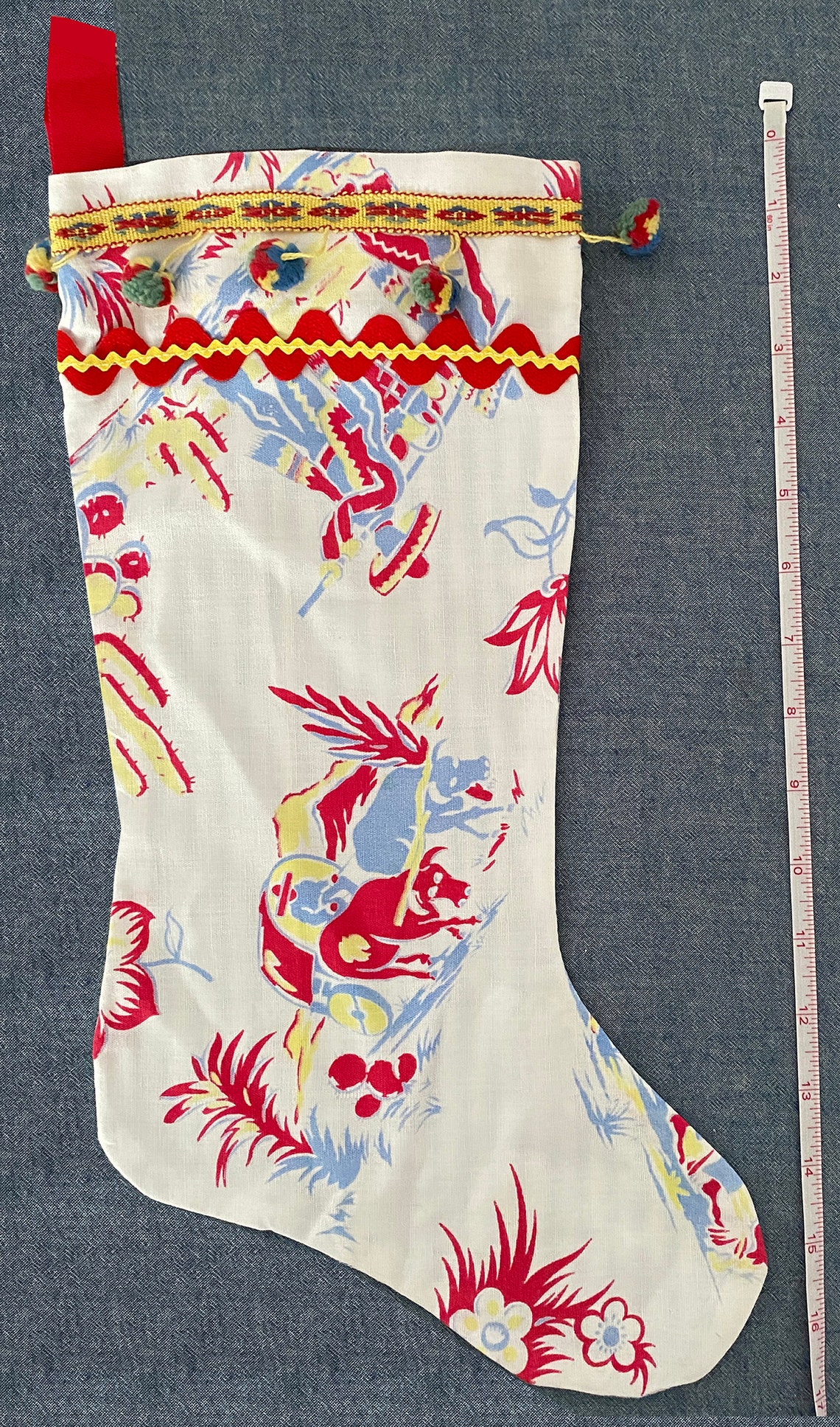 Vintage Tablecloth and Ticking Stocking-holiday Decor - Etsy