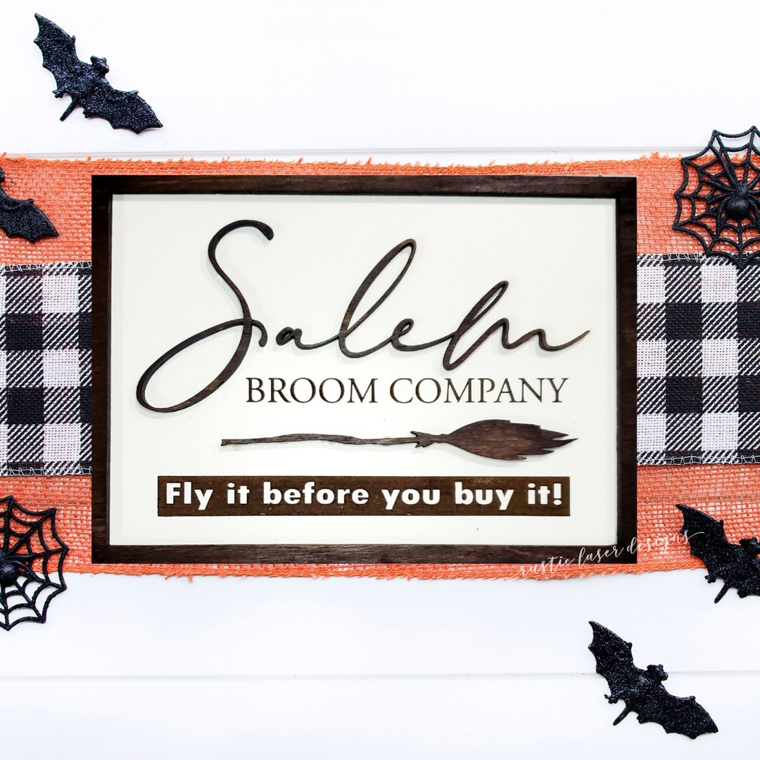 Salem Broom Company Sign, Halloween Decor, Witch Signs, Farmhouse ...