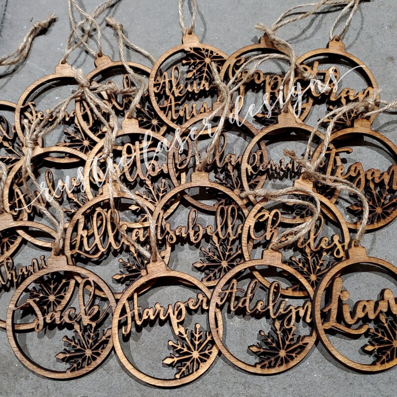 Custom Round Name Ornaments Wooden Laser Cut Ornaments - Etsy