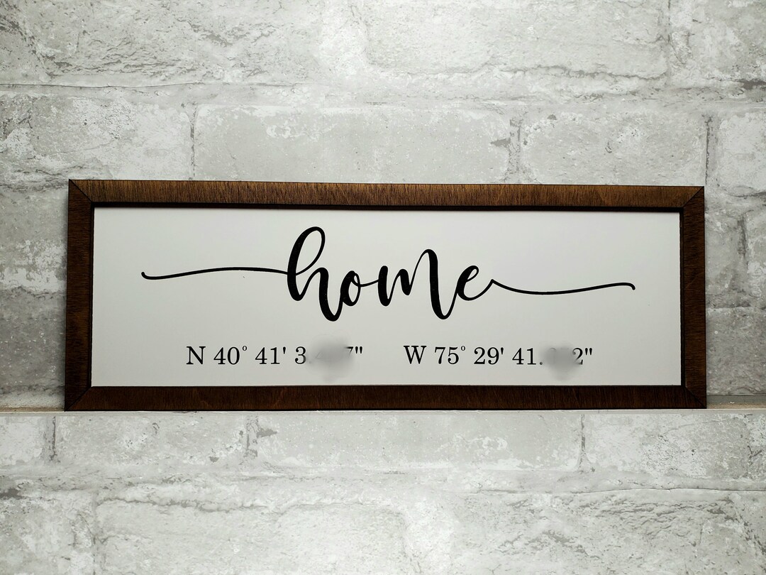 Home Sign, Coordinate Signs, Housewarming Gift, New House, Couple's ...