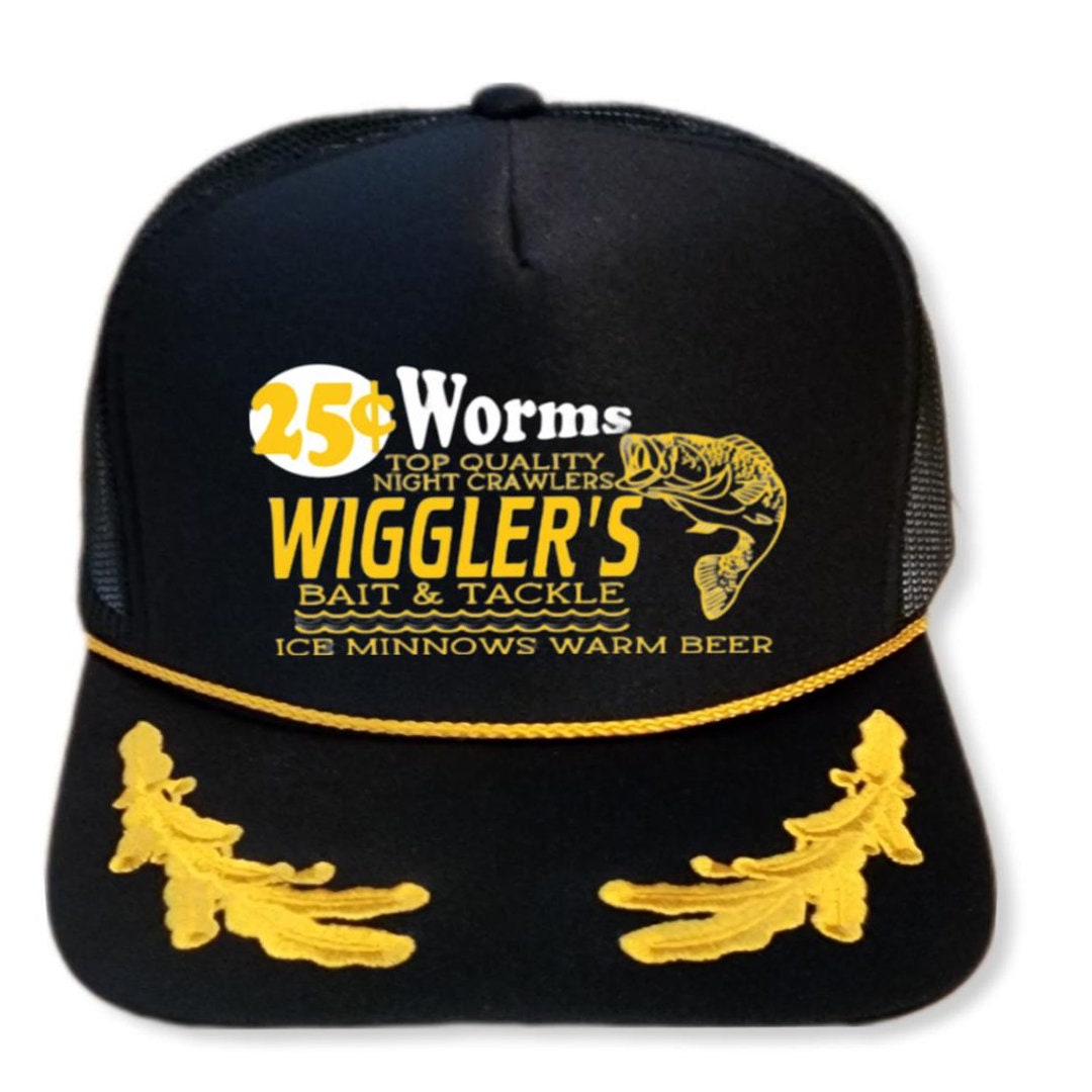 Wiggler's Bait and Tackle Worms Fisherman Snapback Trucker Hat Cap Bass ...