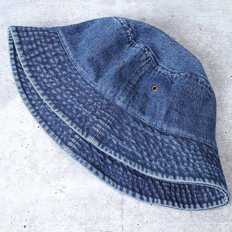 Denim Summer Bucket Hat Blue Jean 3 Colors Boonie Cap Washed | Etsy
