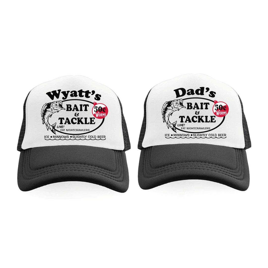 Custom Bait and Tackle Fishing Hat Toddler Adult Dad Trucker Cap Boys ...