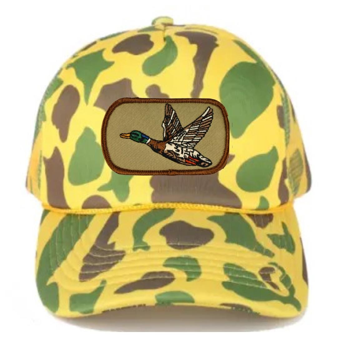 Yellow Camo Mallard Duck Camouflage Snapback Hat Cap Hunting Waterfowl ...