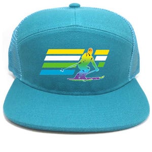 Custom Retro Ski Skiing 7 Panel Snapback Hat Cap 90's 80's Snowboard ...