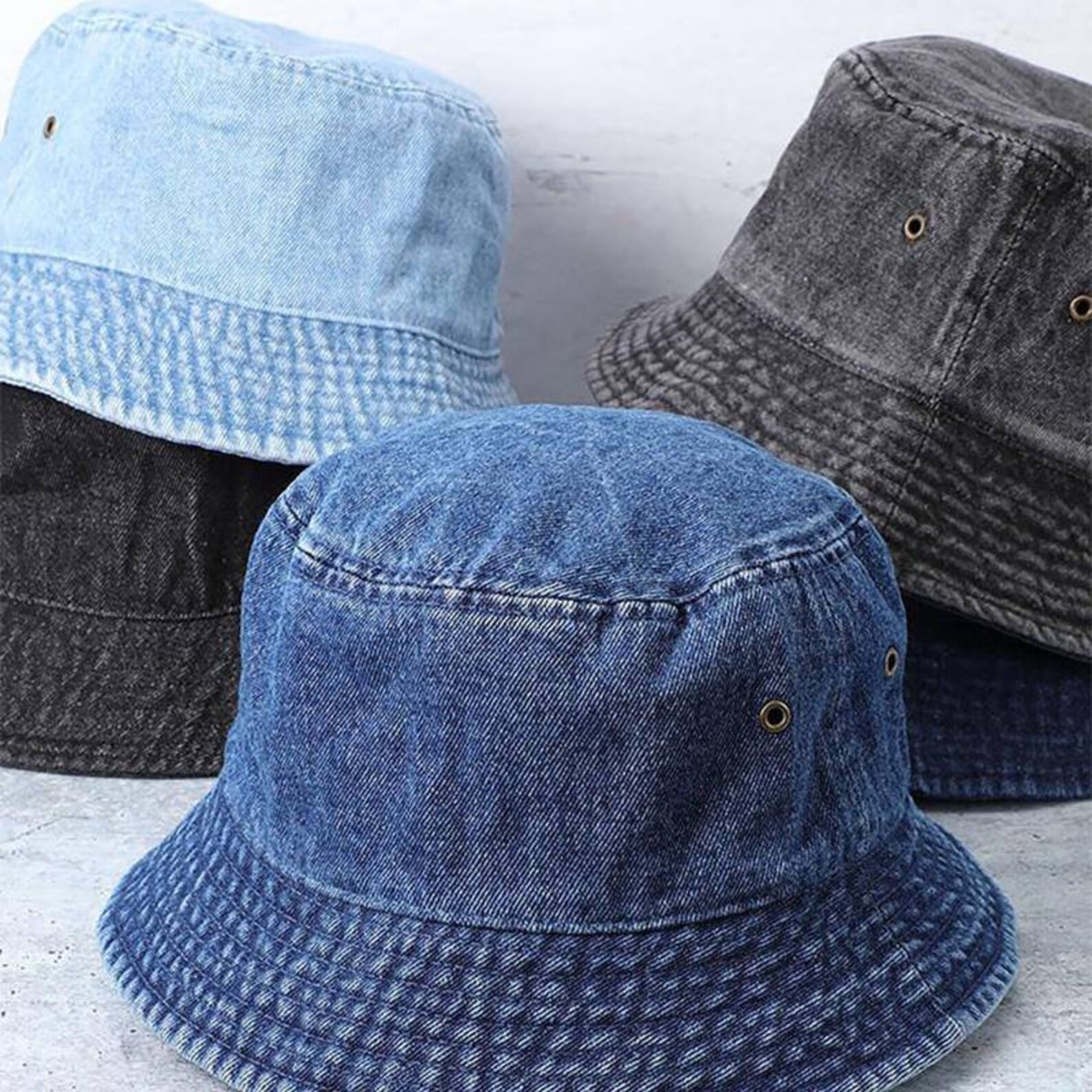 Denim Summer Bucket Hat Blue Jean 3 Colors Boonie Cap Washed | Etsy