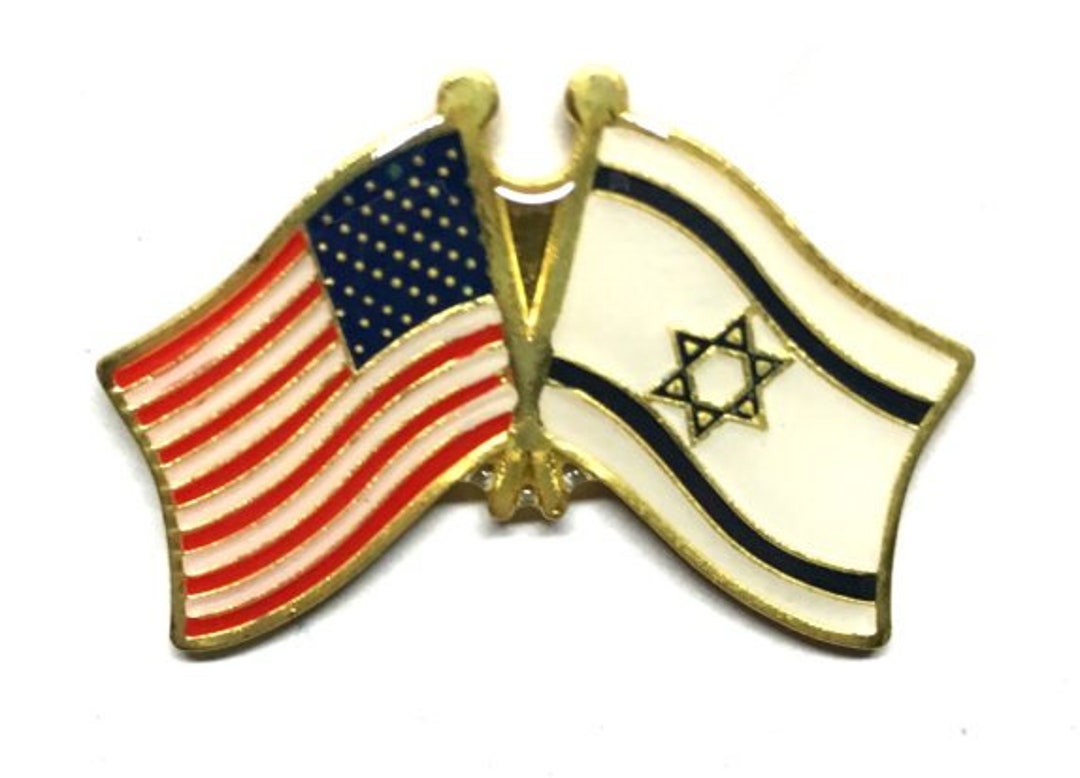 Vintage Enamel Pin Israel USA Flag Button Pinback Hat Jacket Palestine ...