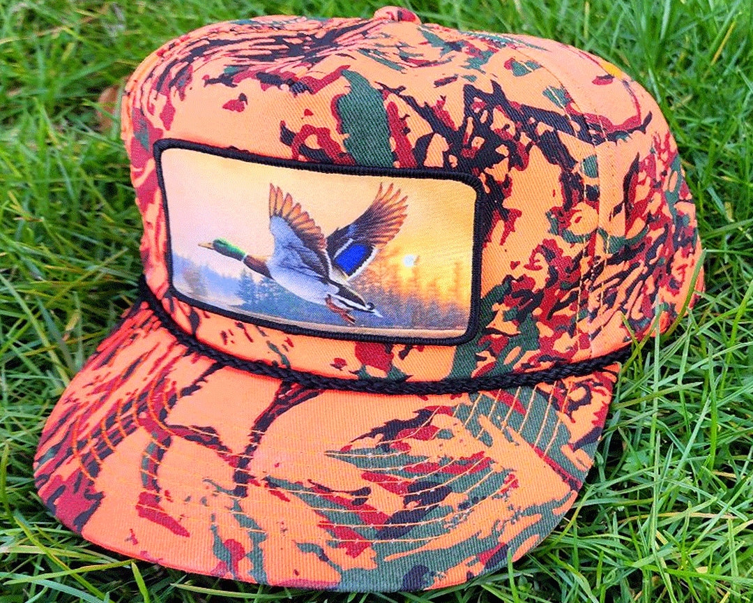 Mallard Duck Orange Camouflage Snapback Hat Cap Waterfowl Hunting Camo ...