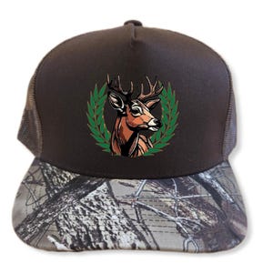 Buck Deer Head Camo Snapback Hat Cap Hunting Hunter - Etsy