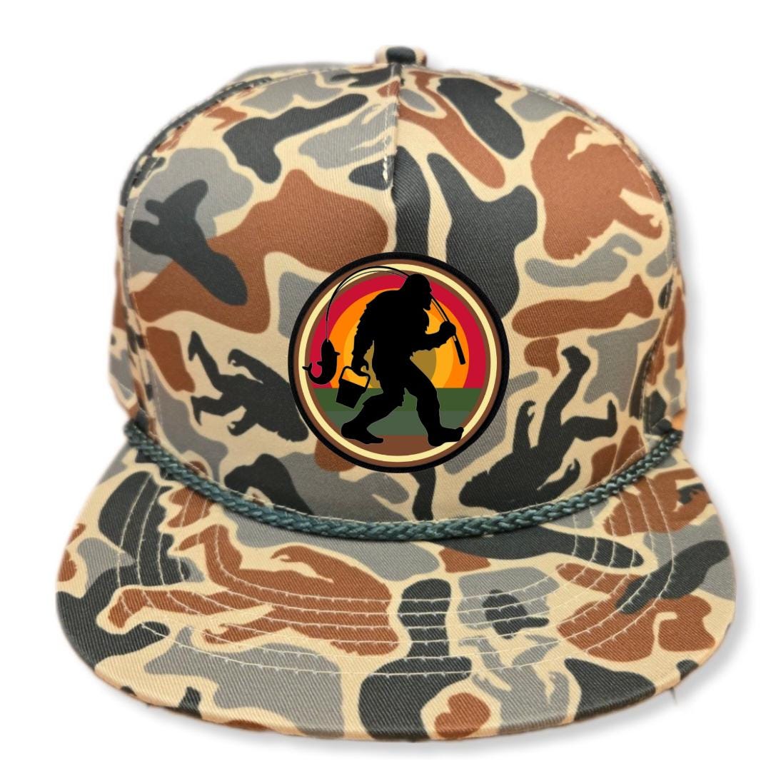 Sasquatch Fishing Bigfoot Camo Camouflage Snapback Hat Cap Rope - Etsy