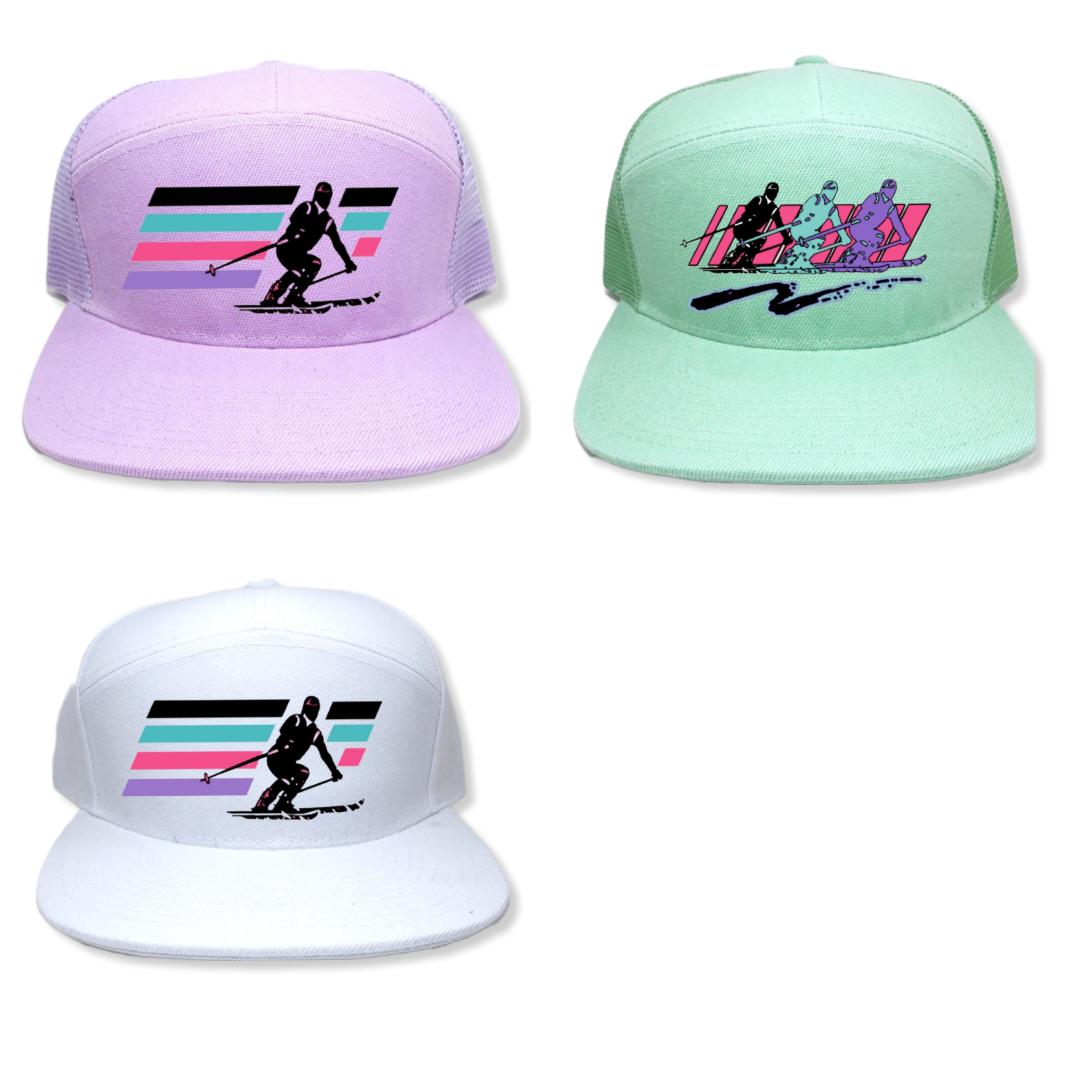 Custom Retro Ski Skiing 7 Panel Snapback Hat Cap 90's 80's Snowboard ...