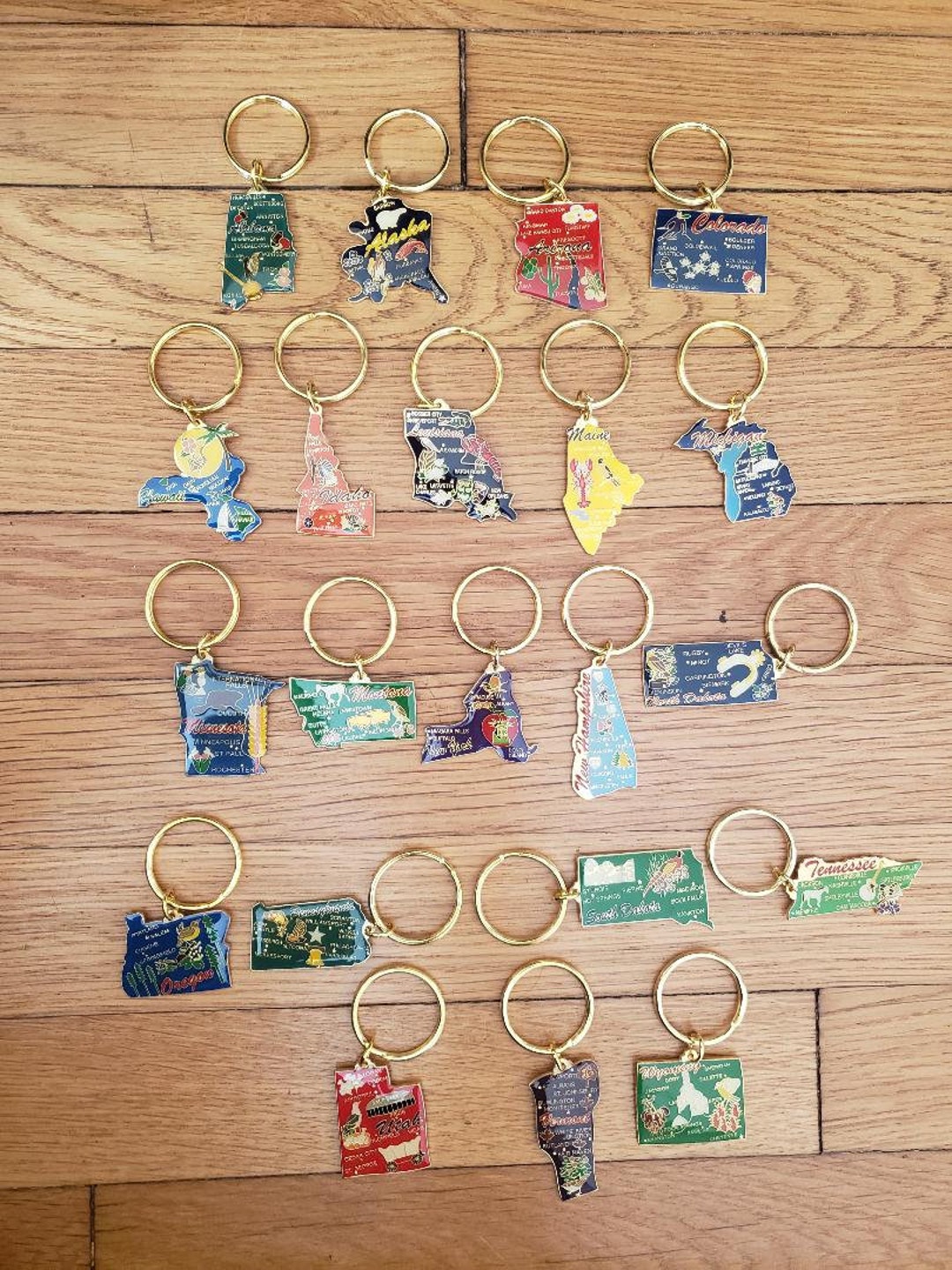 Vintage State Enamel Keychain Keys Keyring - Etsy