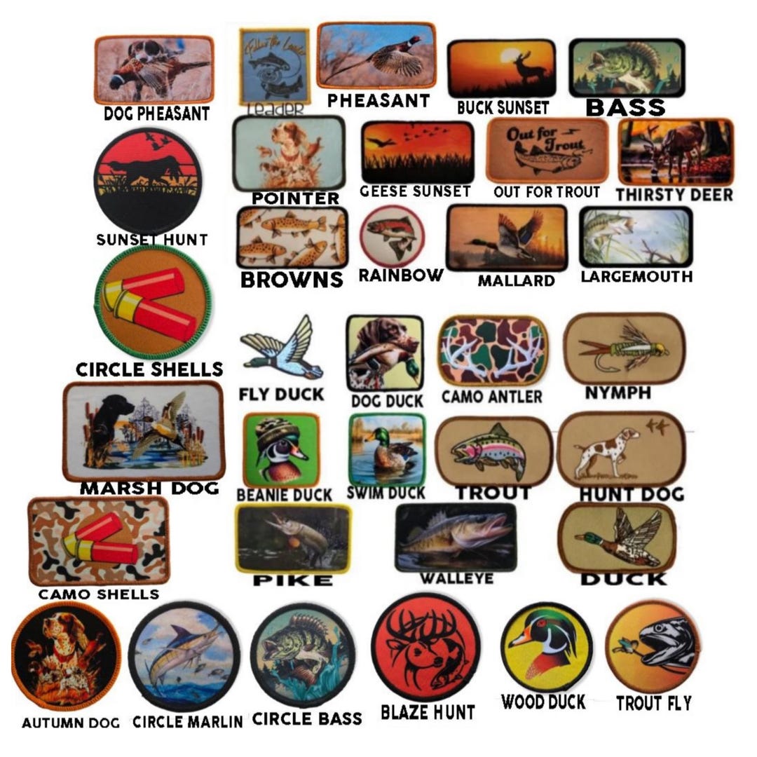 Nature Fishing Hunting Patch Hat Blanks Embroidery Sublimation Patches ...